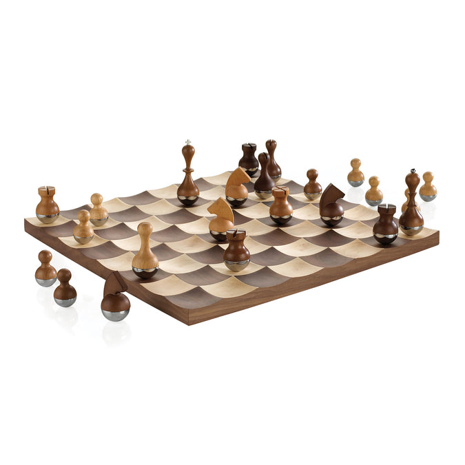 Wobble Chess Set - Walnut I Umbra – Umbra Australia